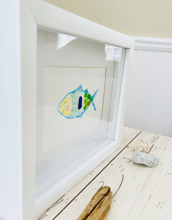 Happy Fish Sea Glass Art | 8"x10" Shadow Box Frame – SookandHook